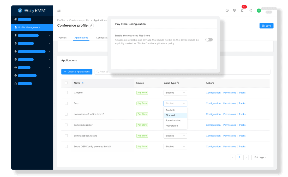 Aperçu des fonctionnalités - WizyEMM
